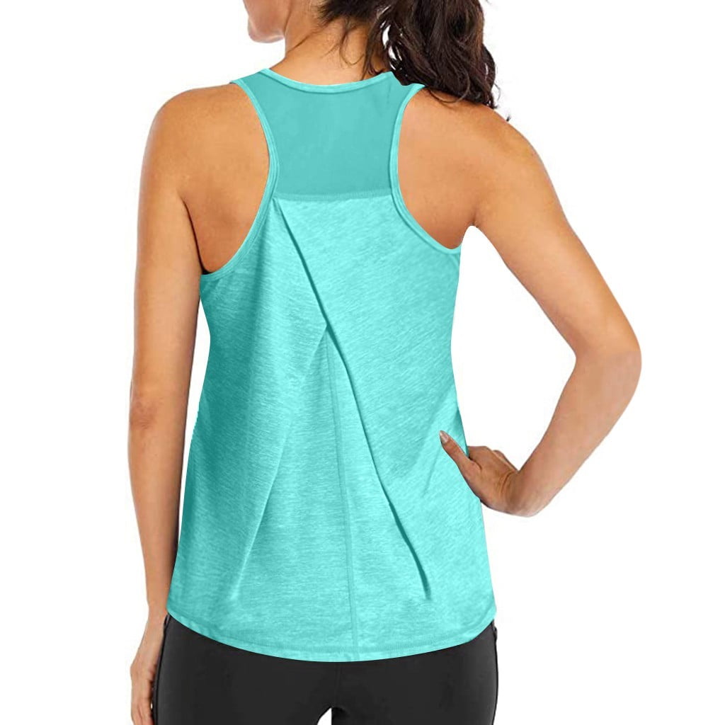 ClodeEU Women Workout tops Mesh Racerback Tank Yoga Shirts Gym Clothes ...