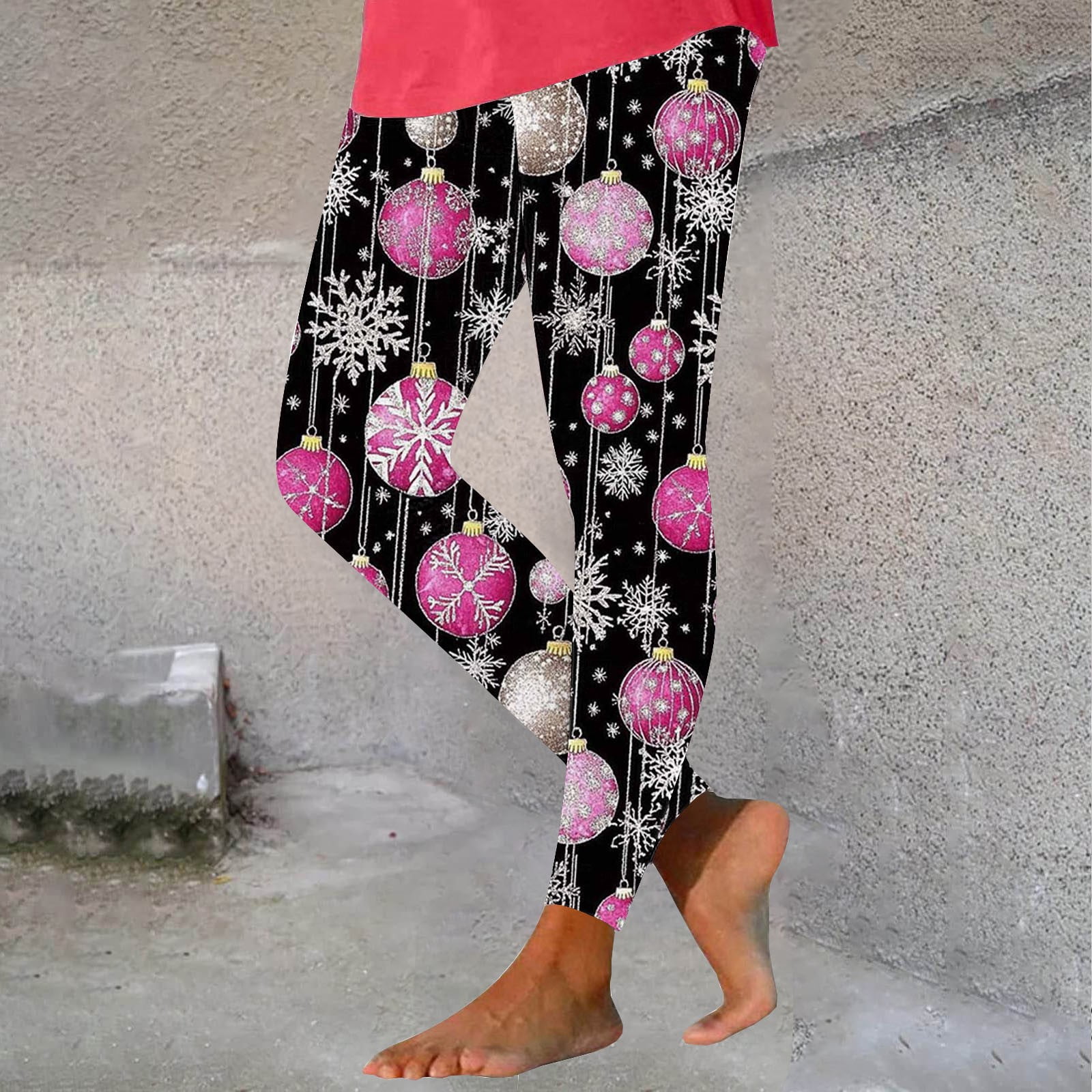ClodeEU Women's Christmas Printed Leggings,High Waisted Shiny Leggings ...