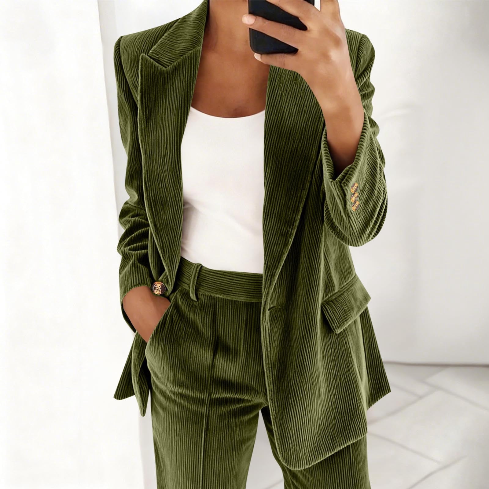 ClodeEU Women's Corduroy Blazers Jackets,Open Front Work Office Suit ...