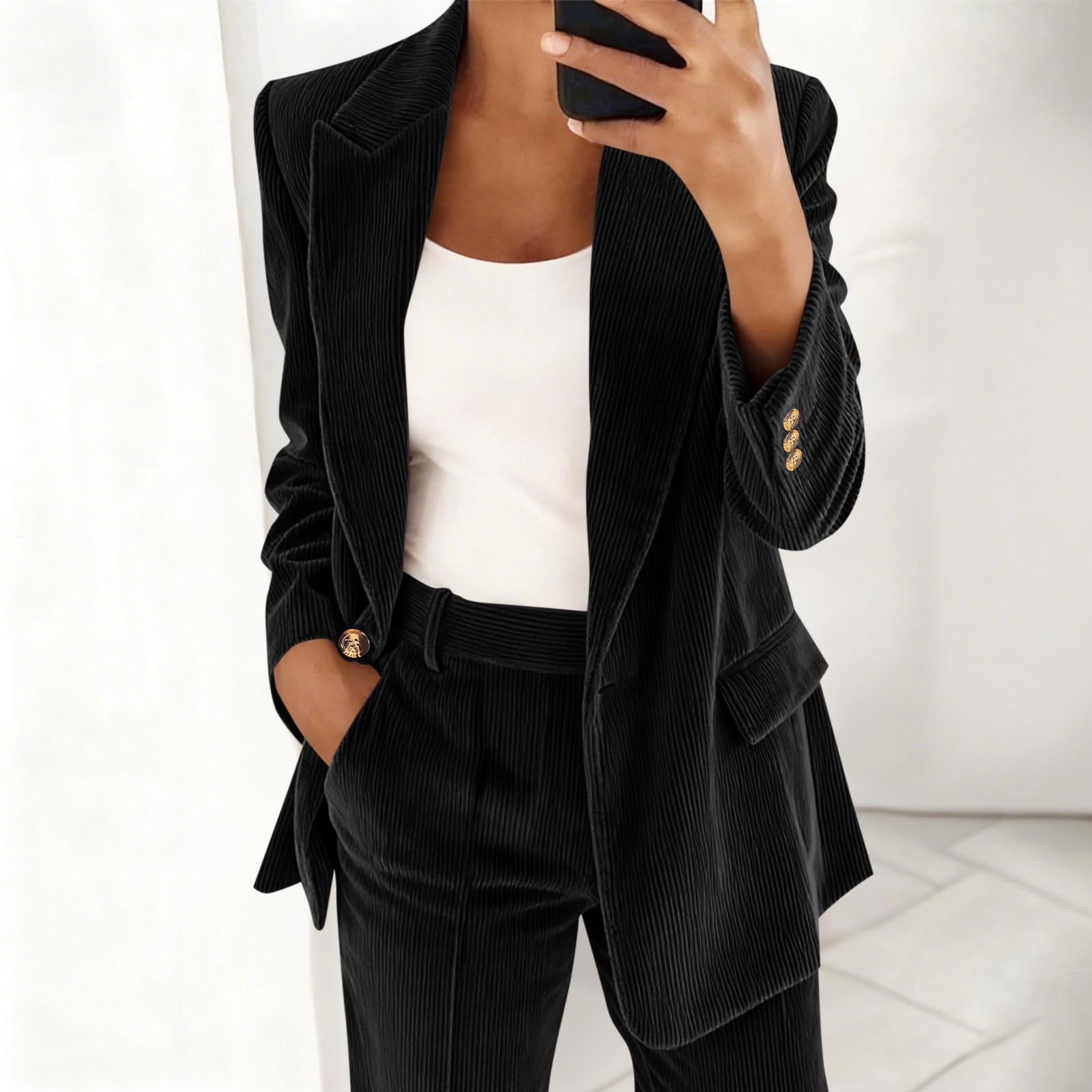 ClodeEU Women's Corduroy Blazers Jackets,Open Front Work Office Suit ...