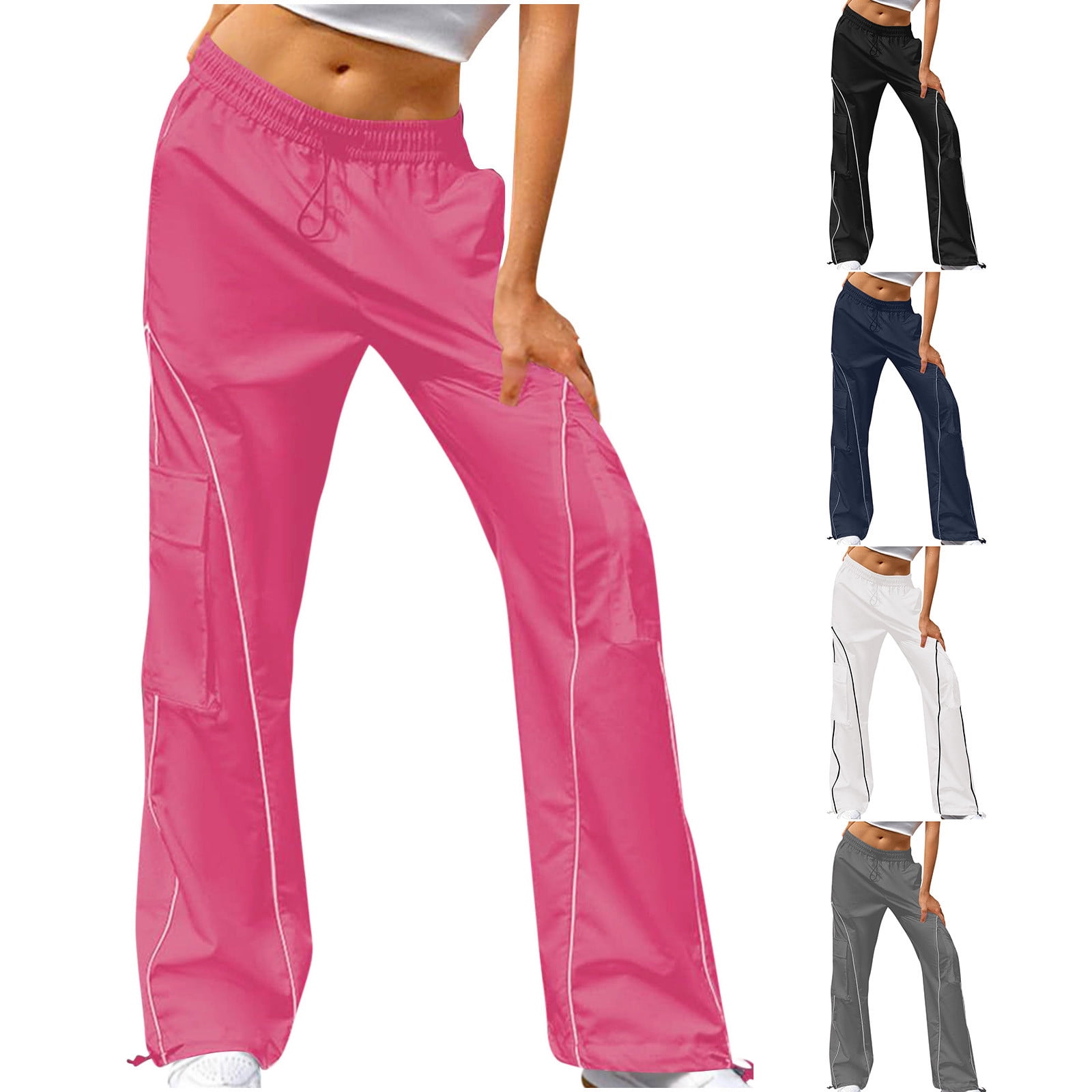 ClodeEU Women's Drawstring Waist Wide Leg Pants, Relaxed Fit Casual ...