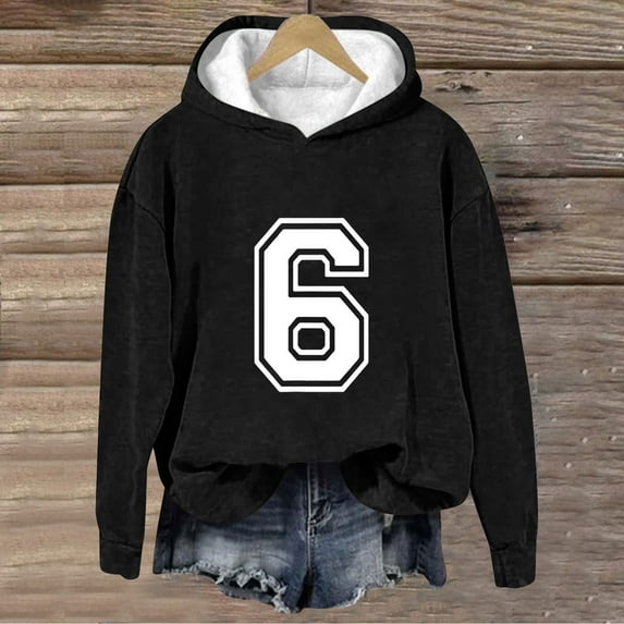 ClodeEU Women's Fleece Lined Letter Print Loose Hooded Sweatshirt ...
