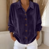 ClodeEU Women's Gold Velvet Long-Sleeved Shirt,Lapel Cardigan Solid ...