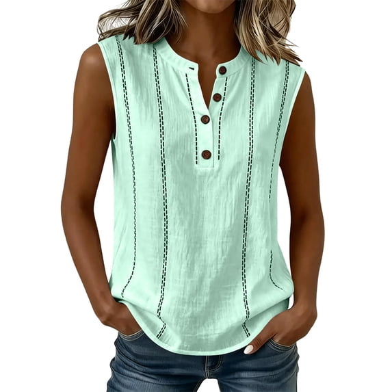 ClodeEU Women's Henley V Neck Sleeveless Tank Top,Casual Loose Fit ...