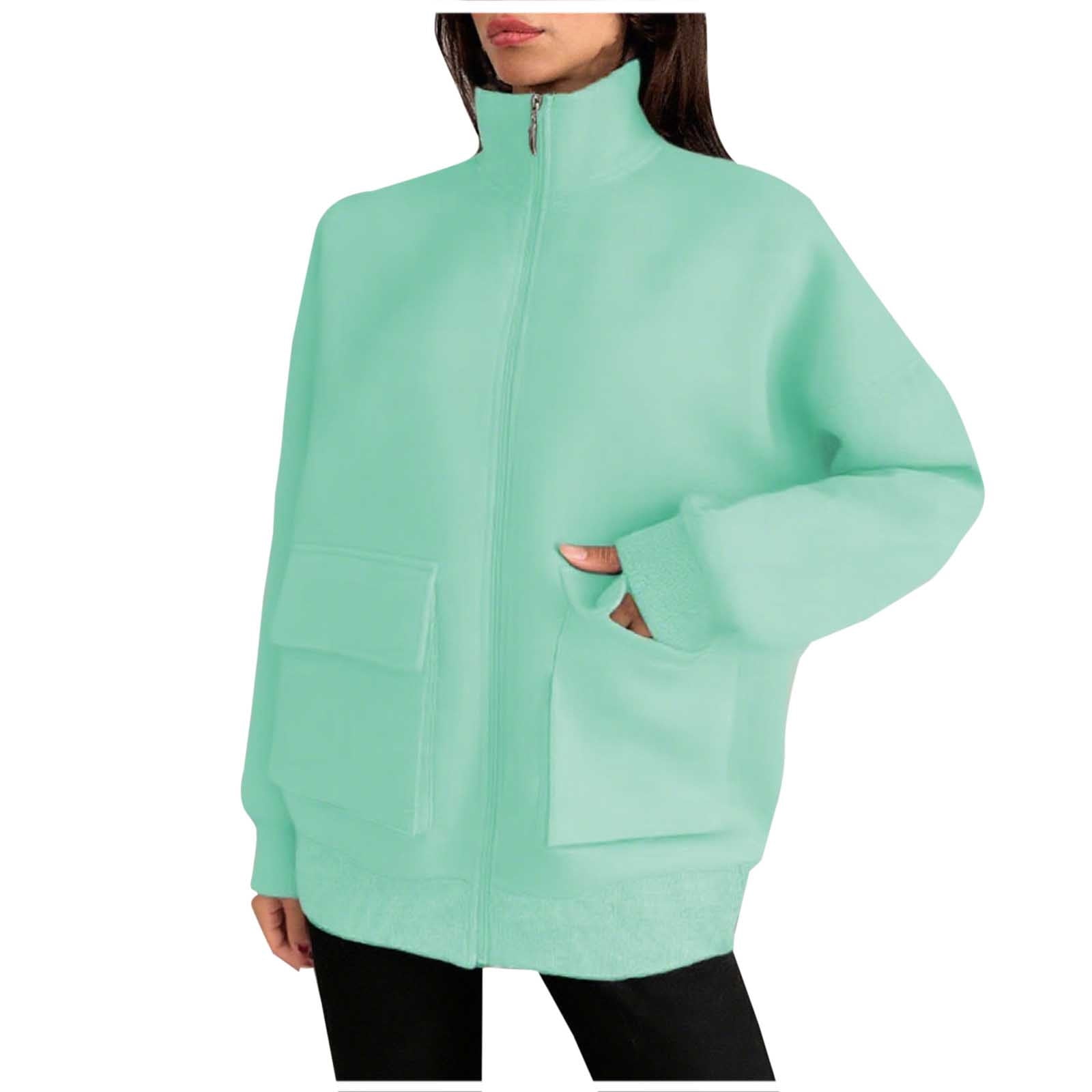 ClodeEU Women's High Neck Zip Up Sweatshirt with Two Pockets,Casual ...