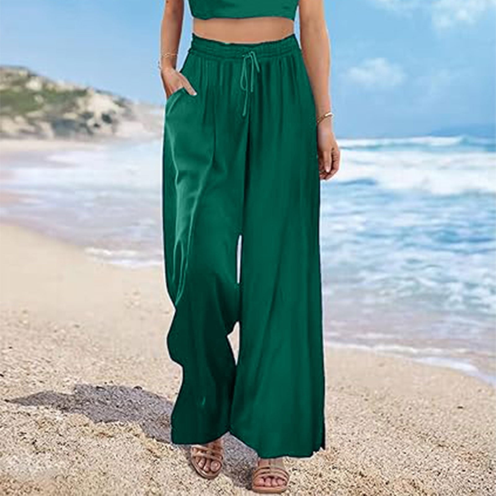 ClodeEU Women's High Waist Wide Leg Drawstring Athletic Pants,Casual ...