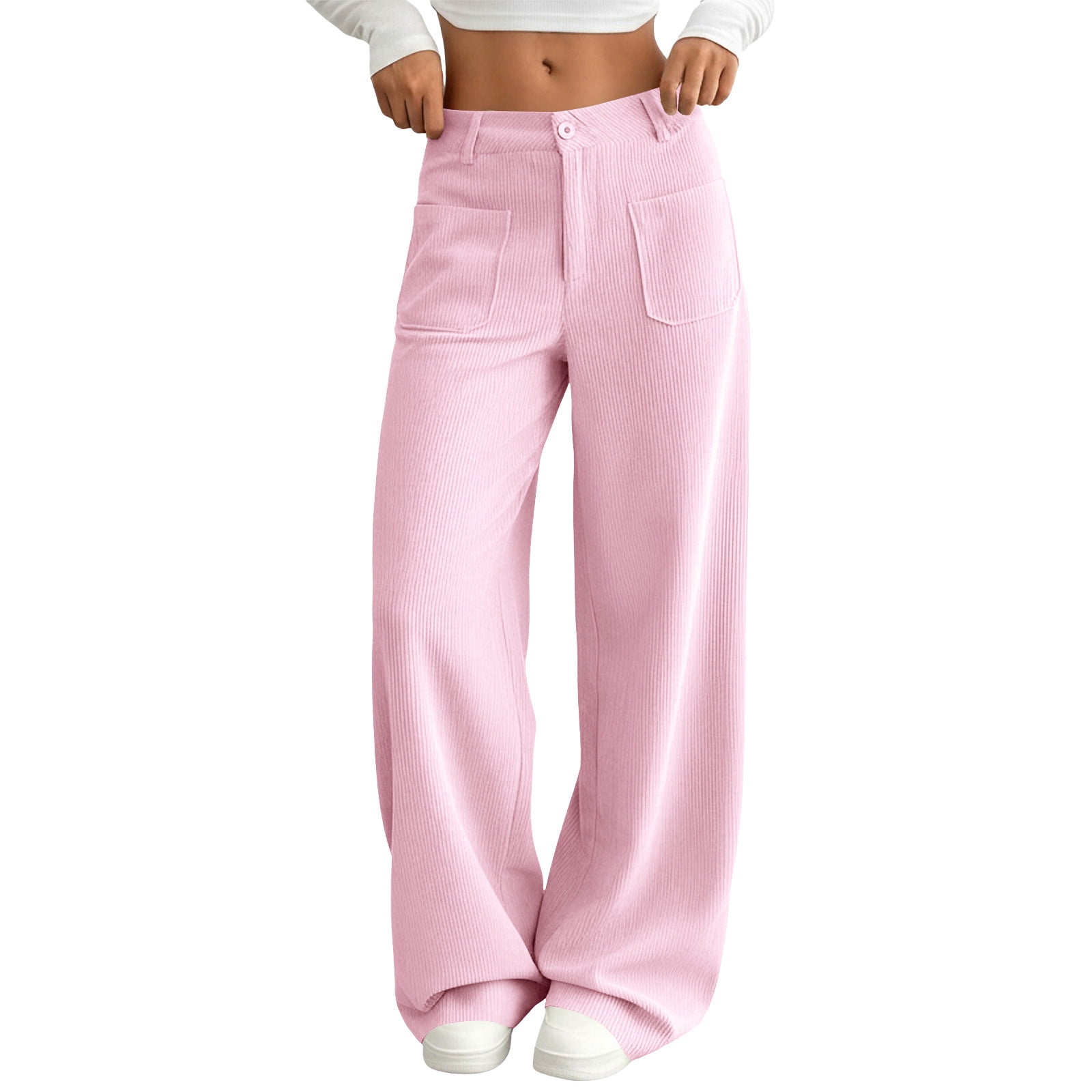 ClodeEU Women's High Waisted Corduroy Wide Leg Trousers,Casual Fall ...