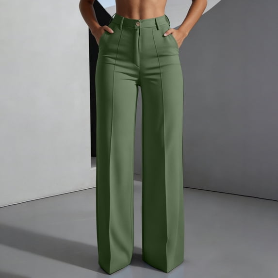 ClodeEU Women's High Waisted Stretch Wide Leg Pants with Pockets ...