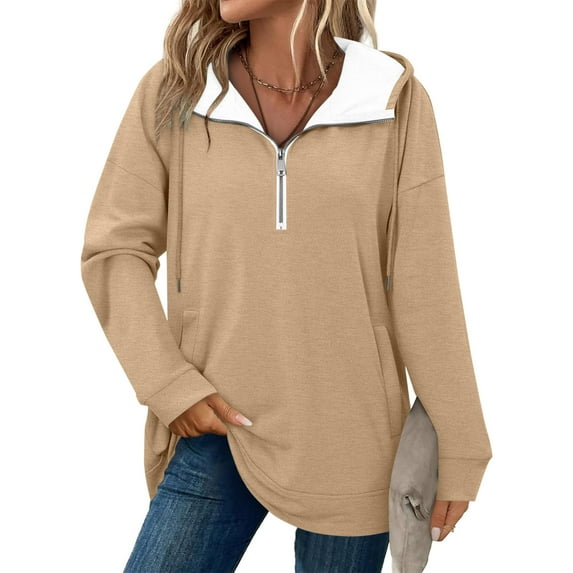 ClodeEU Women's Hooded Drawstring Sweatshirt,Half Zip Pullover With ...