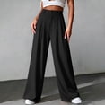 ClodeEU Women's Ice Silk High Waisted Wide Leg Trousers with Button ...