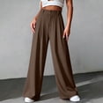 ClodeEU Women's Ice Silk High Waisted Wide Leg Trousers with Button ...