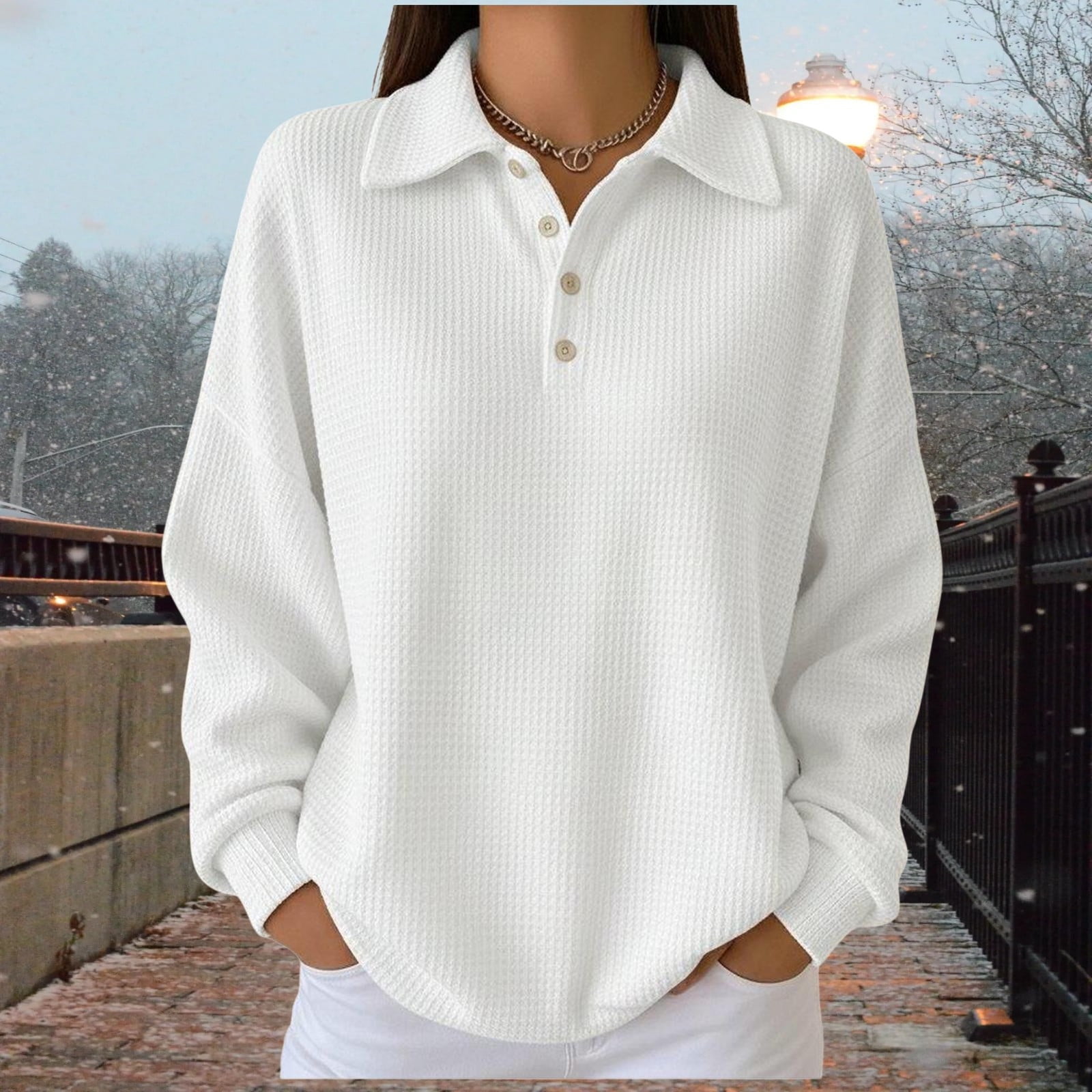 ClodeEU Women’s Long Sleeve Lapel Collar Half Button Sweatshirt ,Fall ...