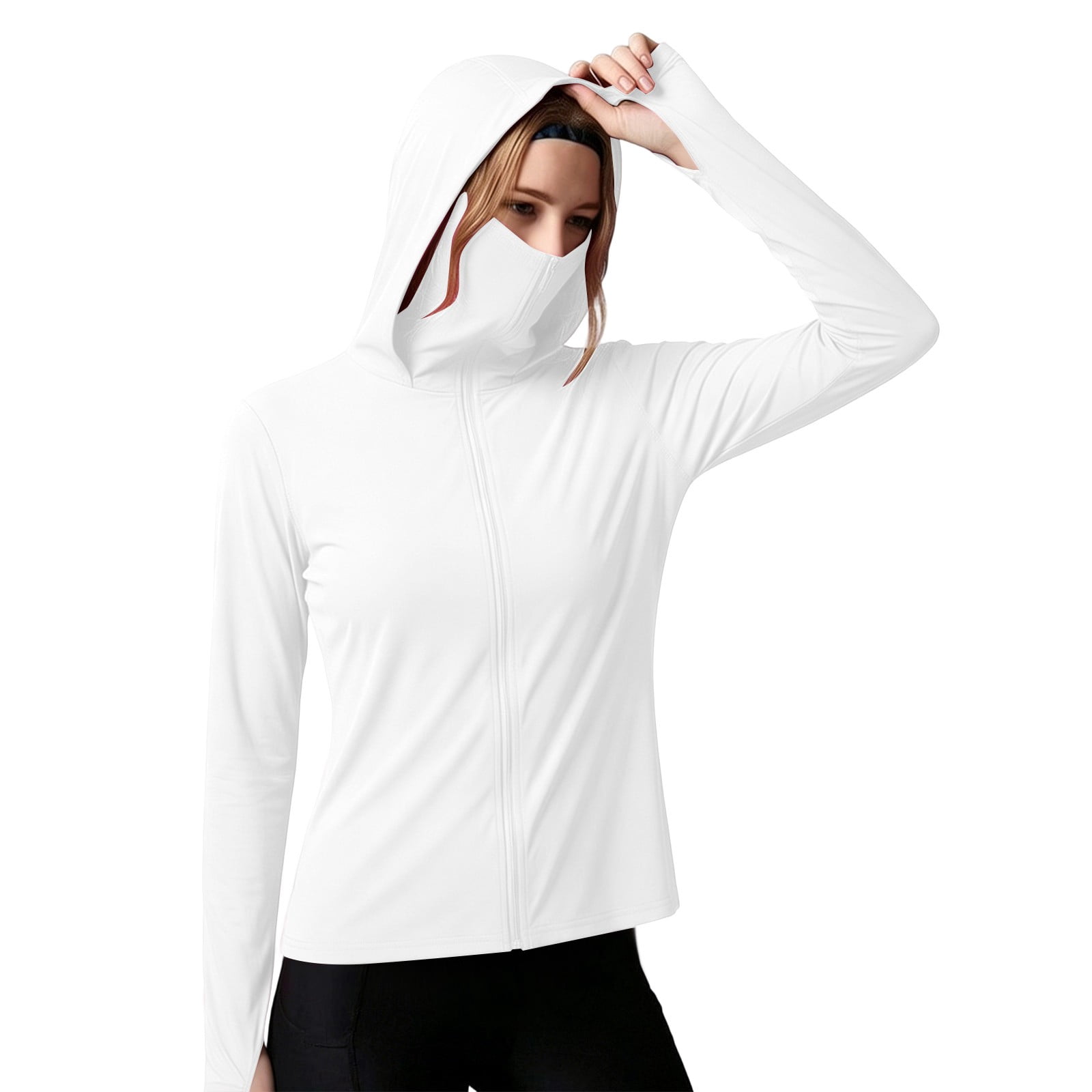 ClodeEU Women's Long Sleeve Zip Up Sun Protection Hoodie Jacket with ...