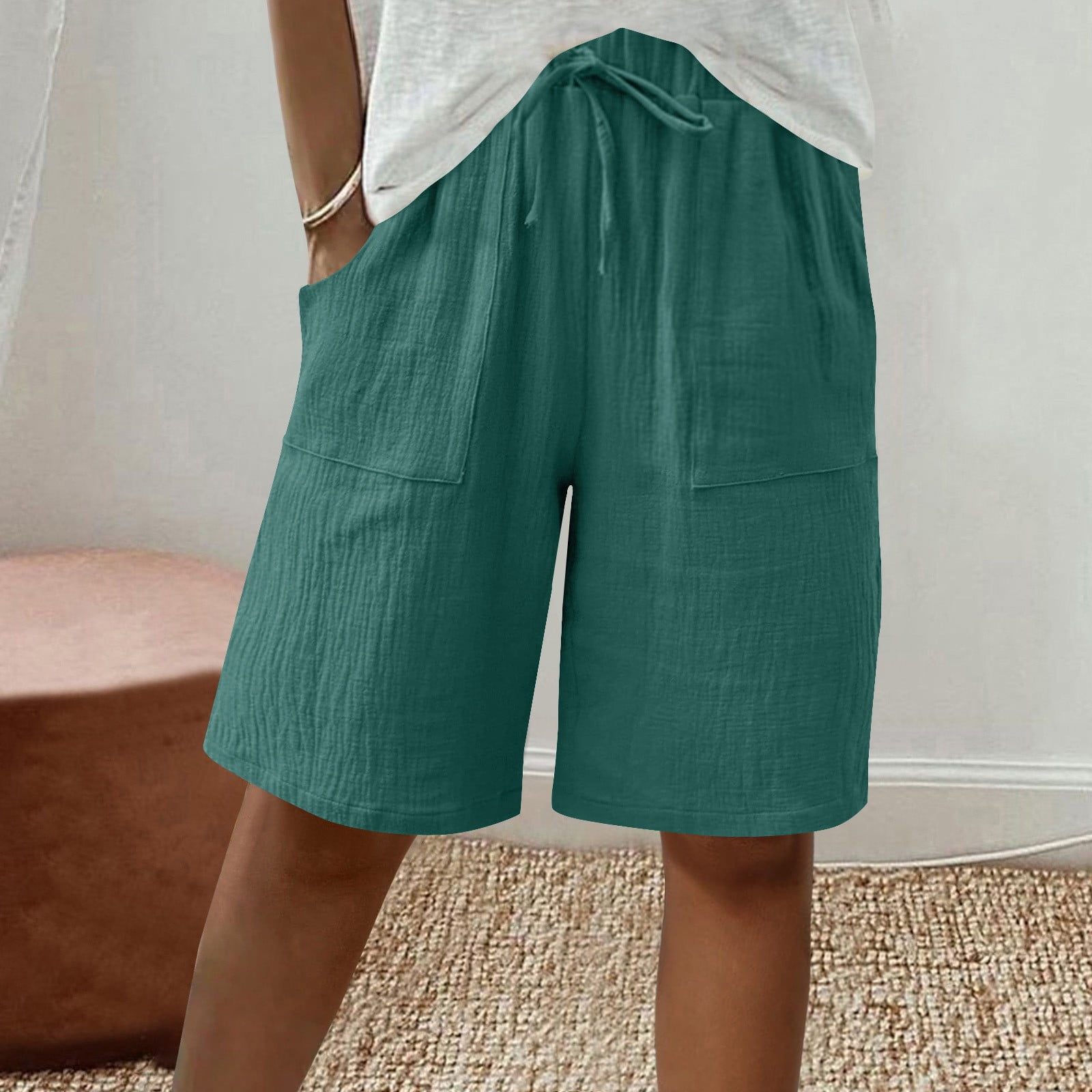 ClodeEU Women's Loose Elastic-Waisted Drawstring ,Casual Shorts，Comfy ...