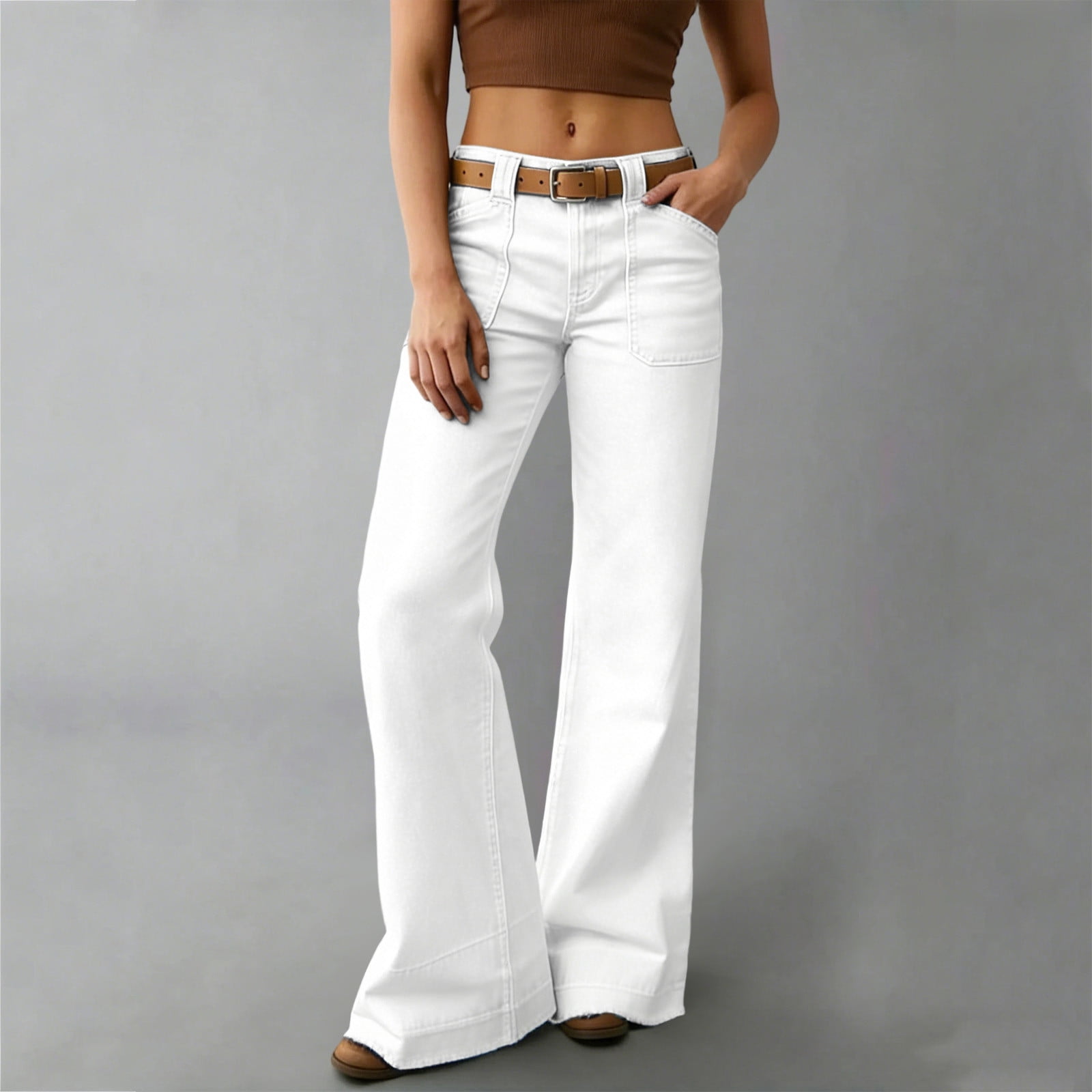 ClodeEU Women's Low Waist Wide Leg Jeans, Casual Stretch Baggy Loose ...