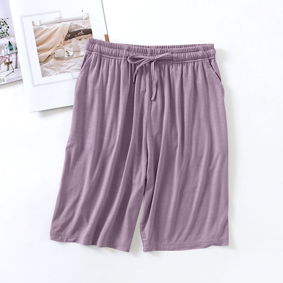 ClodeEU Women's Modal Elastic High Lounge Shorts with Pockets ,Solid ...