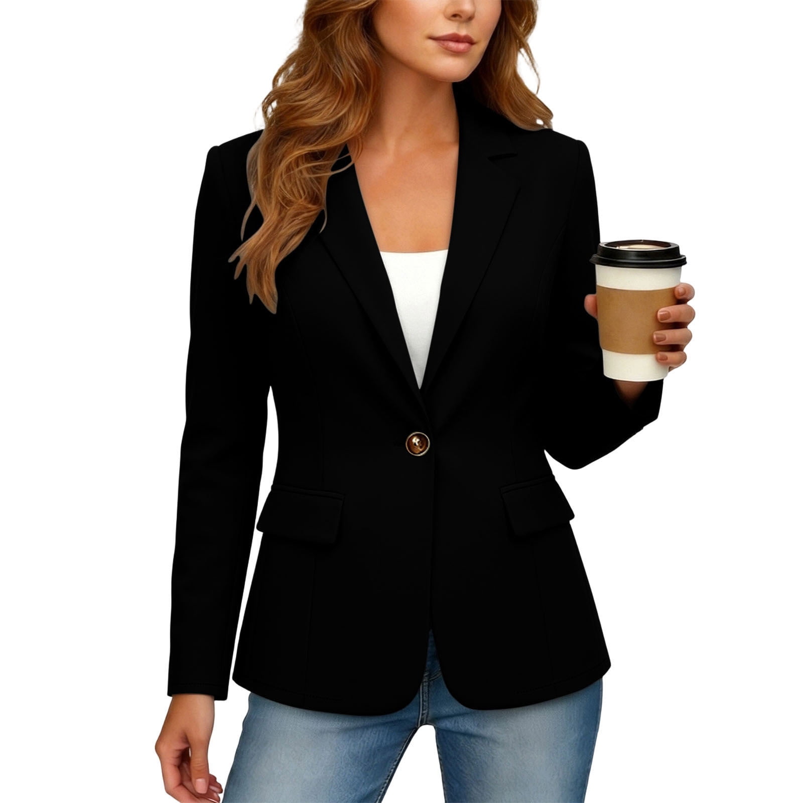 ClodeEU Women's Open Front Lapel Long Sleeve Blazer Jacket,Casual Solid ...