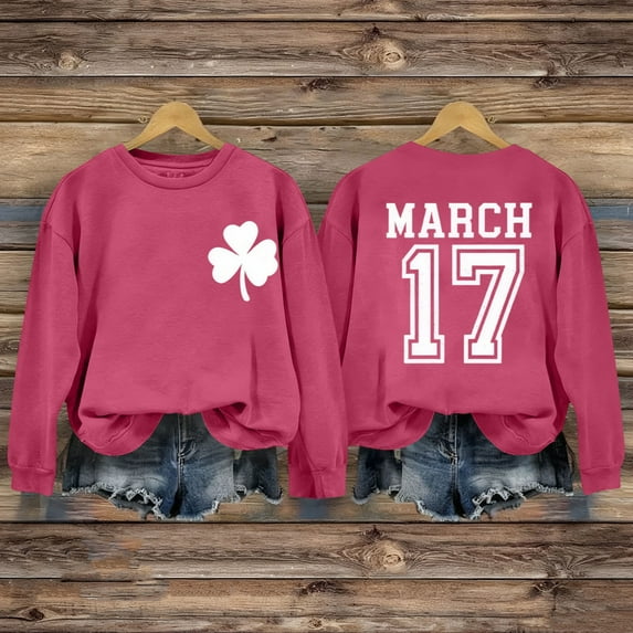ClodeEU Women's Patrick's Shamrock Irish Print Sweatshirt ,Long Sleeve ...