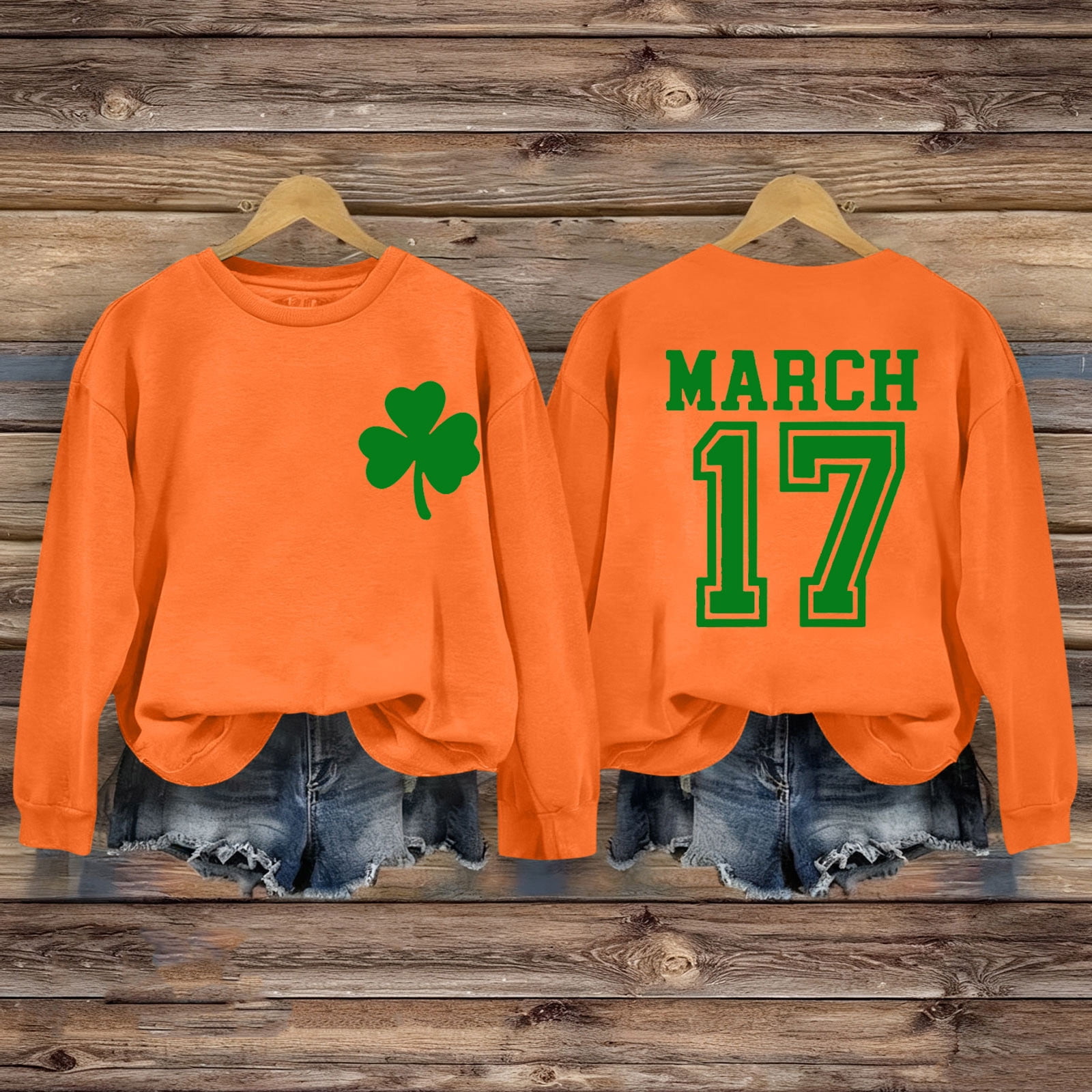 ClodeEU Women's Patrick's Shamrock Irish Print Sweatshirt ,Long Sleeve ...