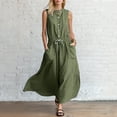 ClodeEU Women's Sleeveless Drawstring Waist Button Maxi Dress ,Solid ...