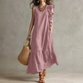 ClodeEU Women's Sleeveless Round Neck Ruffle Hem Midi Dress, Casual ...