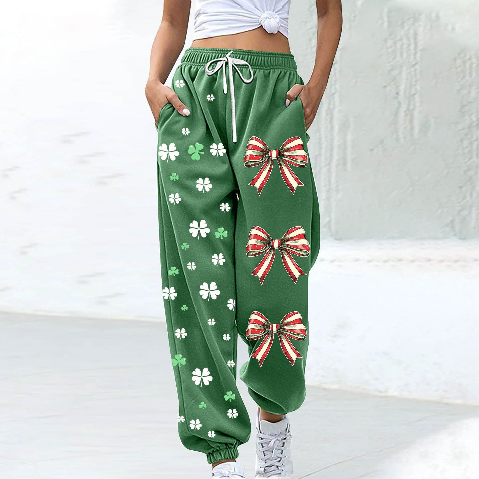 ClodeEU Women's St. Patrick's Day Print Jogger Pants with Elastic Waist ...