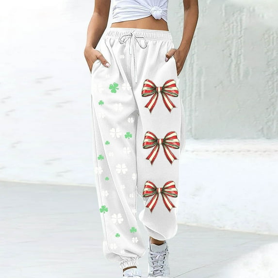ClodeEU Women's St. Patrick's Day Print Jogger Pants with Elastic Waist ...