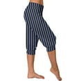ClodeEU Women's Striped High Waisted Capri Pants with Pockets ,Casual ...