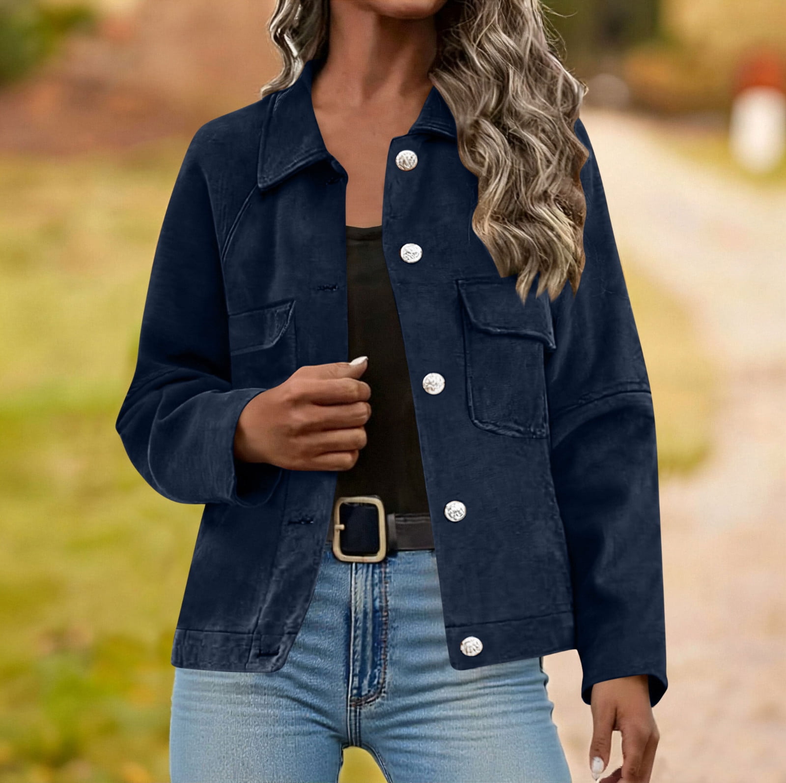 ClodeEU Women's Suede Leather Short Jacket,Vintage Button Down Jacket ...
