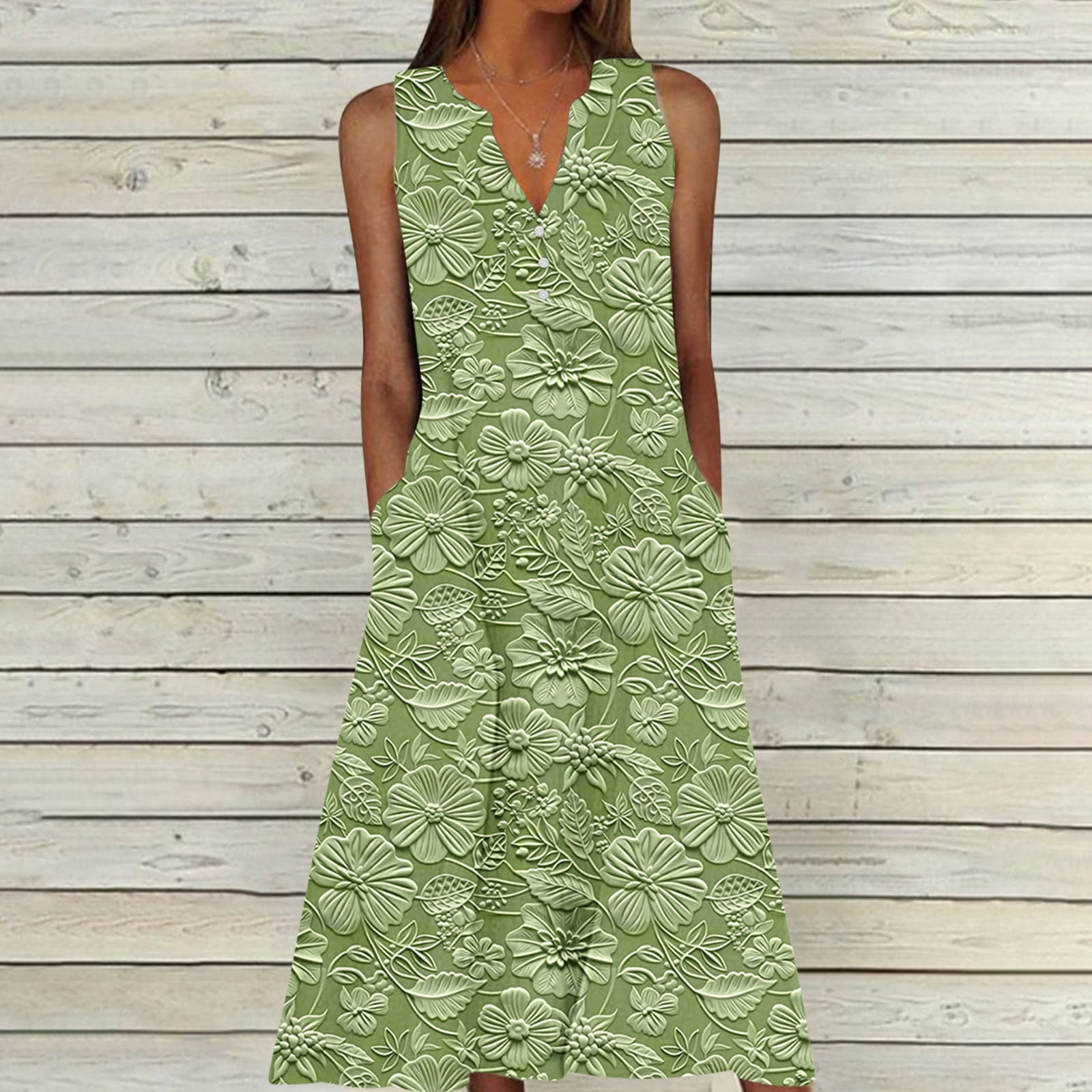 ClodeEU Women's Summer Floral V Neck Wrap Boho Dress,Sleeveless Ruffle ...