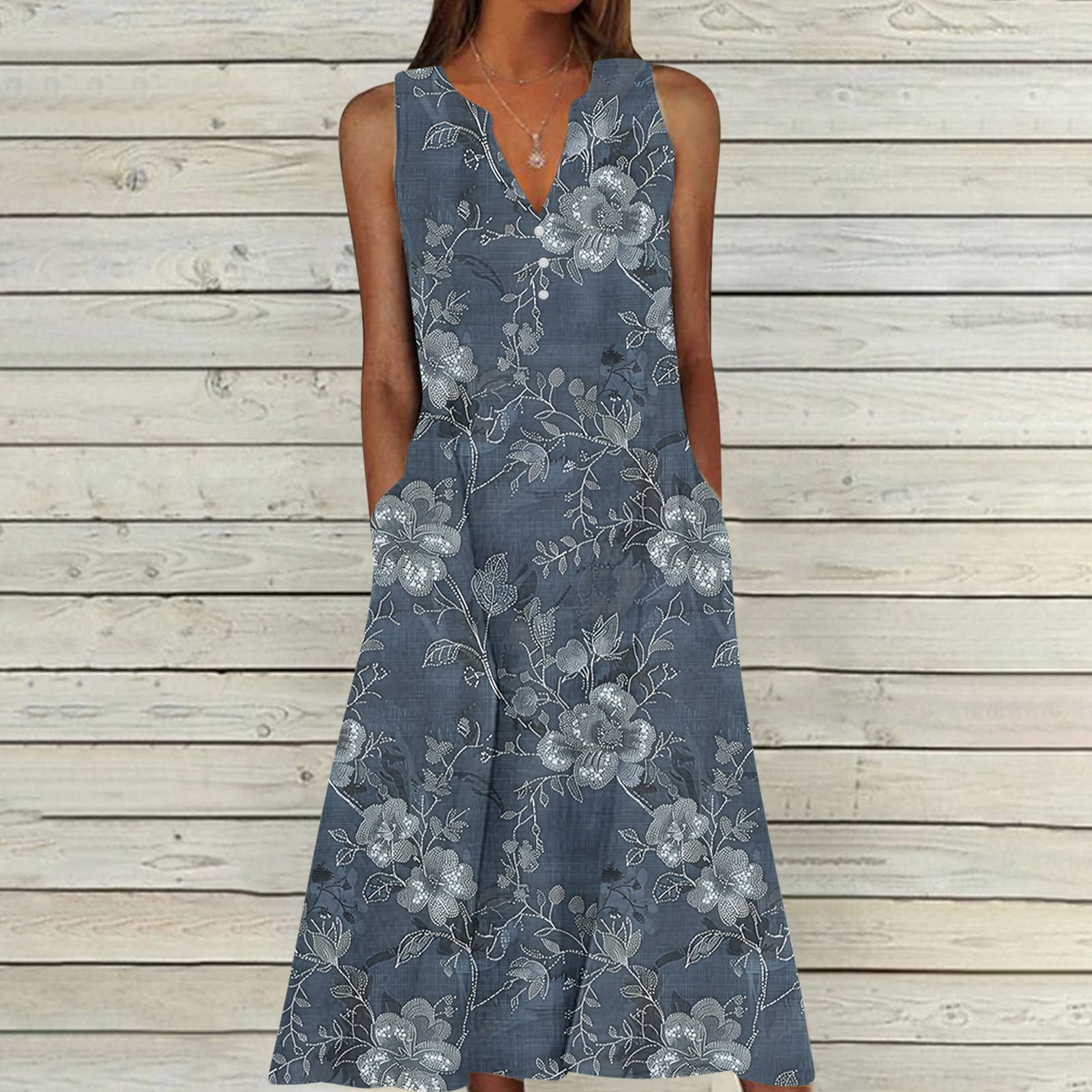 ClodeEU Women's Summer Floral V Neck Wrap Boho Dress,Sleeveless Ruffle ...