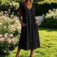 ClodeEU Women's V Neck Short Sleeve Midi Dress, Casual Flowy Dress with ...