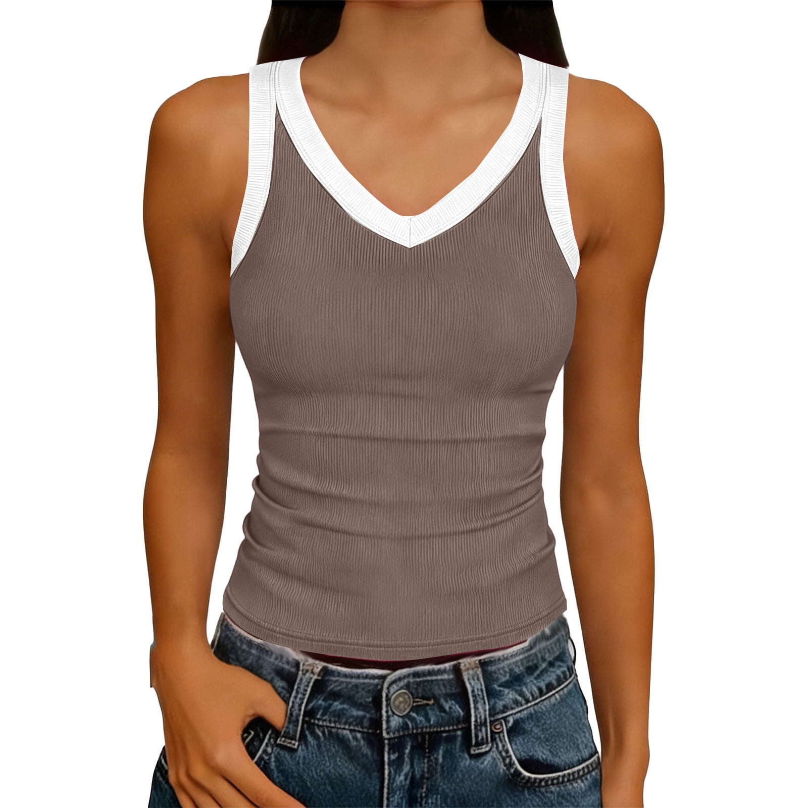 ClodeEU Women's V Neck Sleevelsee Tank Top ,Summer Casual Going Out ...