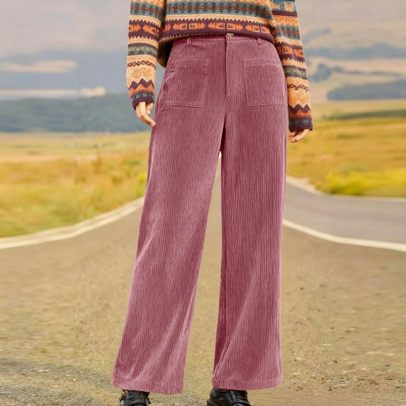 ClodeEU Women's Wide Leg Corduroy Pants, Elastic Waist Work Pants Fall ...