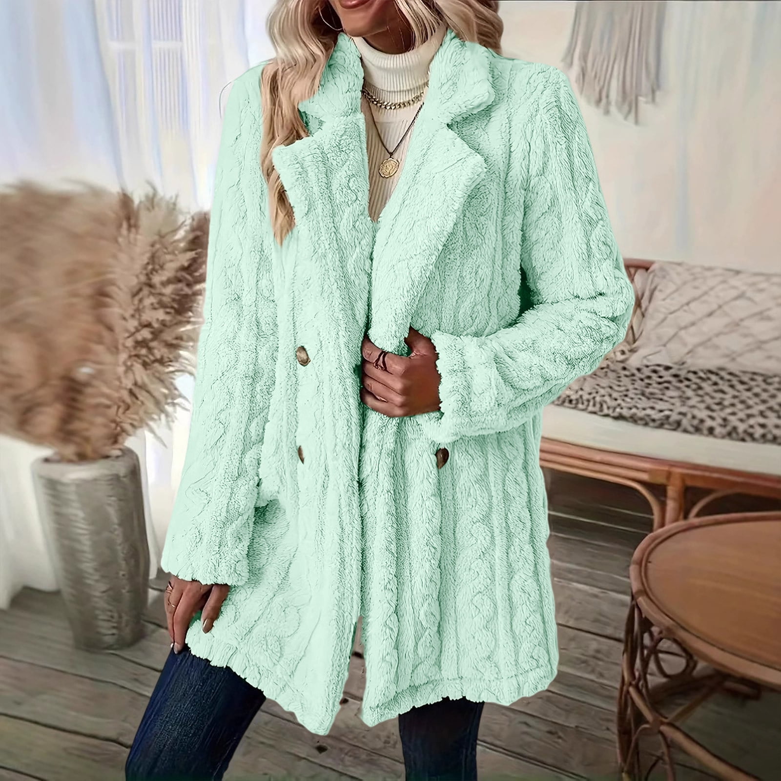 ClodeEU Womens Double Faced Fleece Jacket With Hooded,Long Sleeve ...