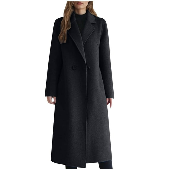 ClodeEU Womens Long Notched Lapel Trench Coat ,Double Breasted Wool ...