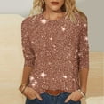ClodeEU Womens Printed Sequin Seven Tenths Sleeve Round Neck T Shirts ...