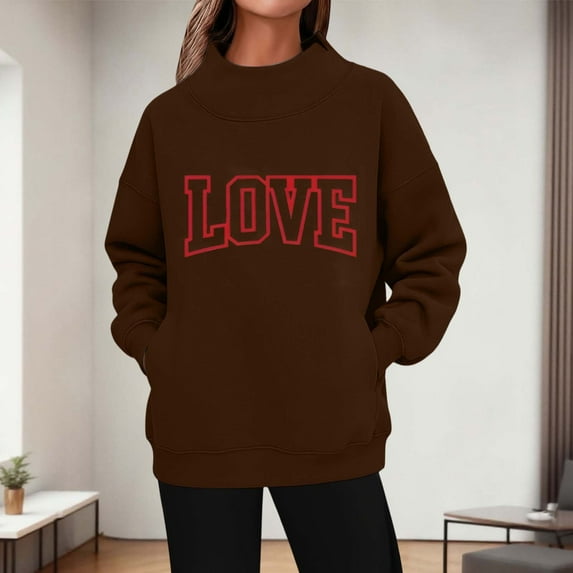 ClodeEU Womens Valentines LOVER Letter Sweatshirt,Crewneck Long Sleeve ...