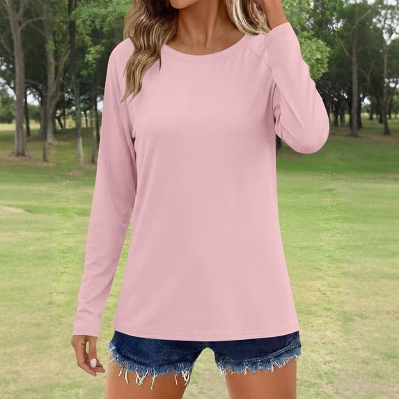 ClodeEU Womens's Solid Quick Dry Long Sleeve Round Neck Athletic Loose ...