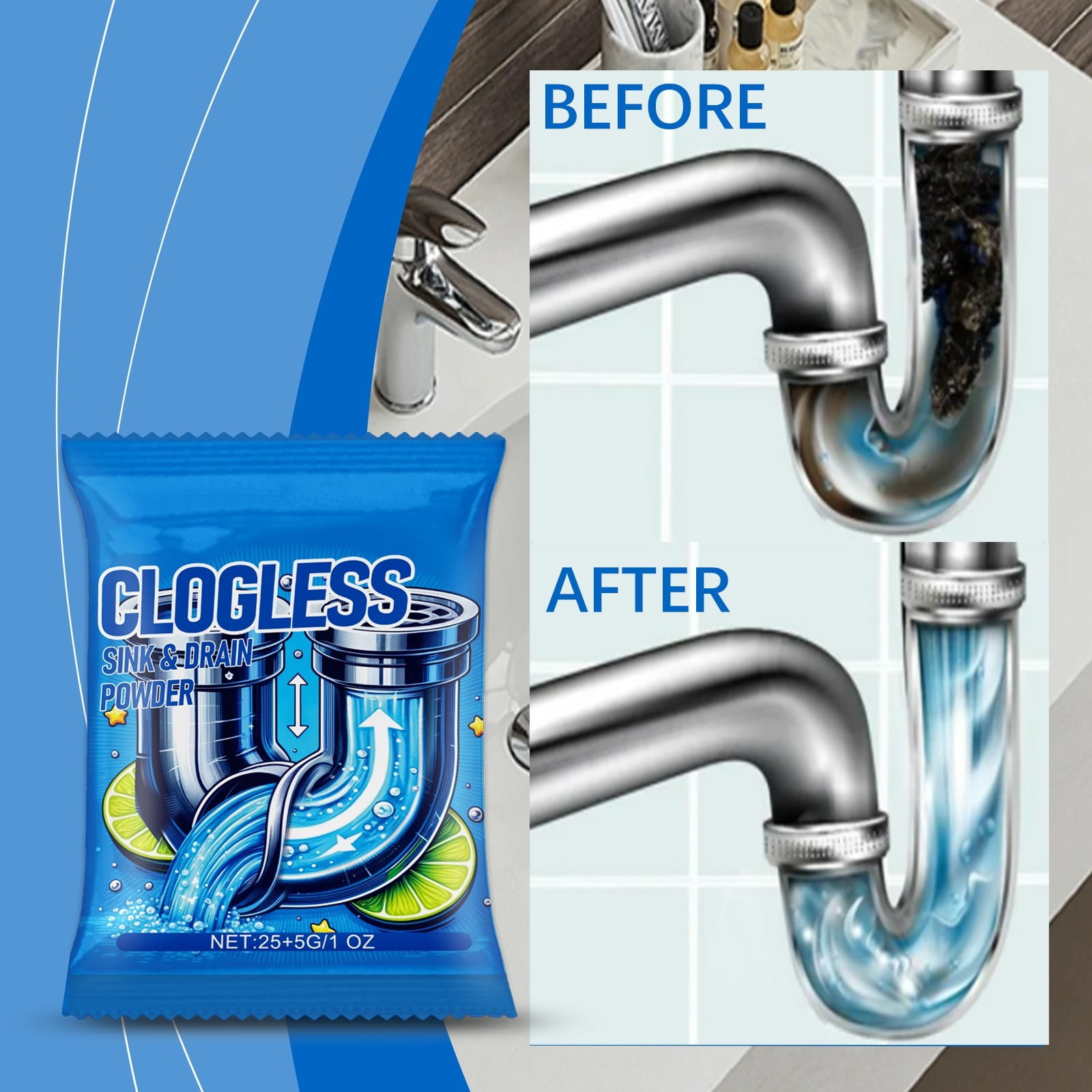 Clogless Quick Sink And Drain Powder Clogless Quick Sink And Drain ...