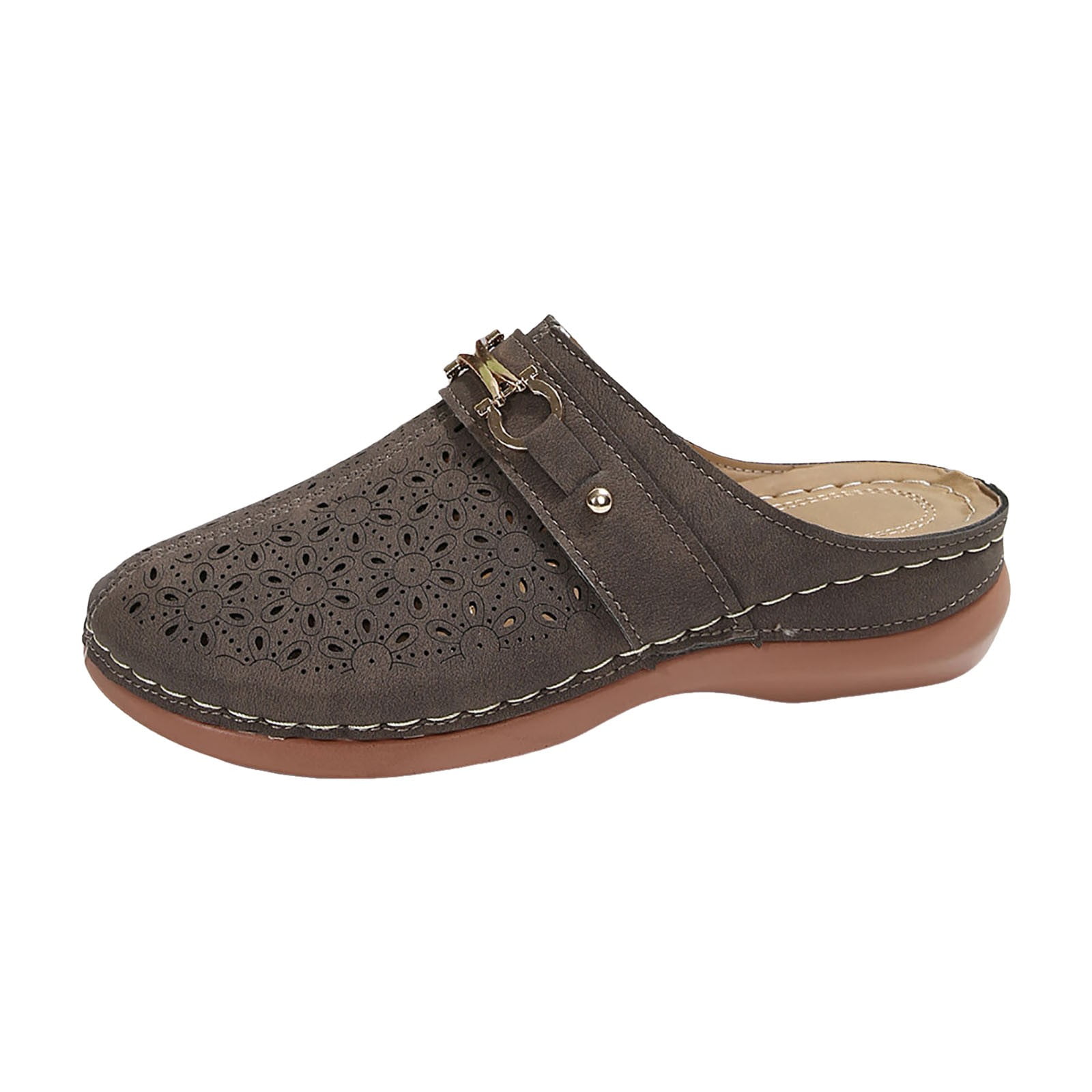 Clogs for Women Mules Shoes, Summer Leather Slippers Comfort Work Clogs ...