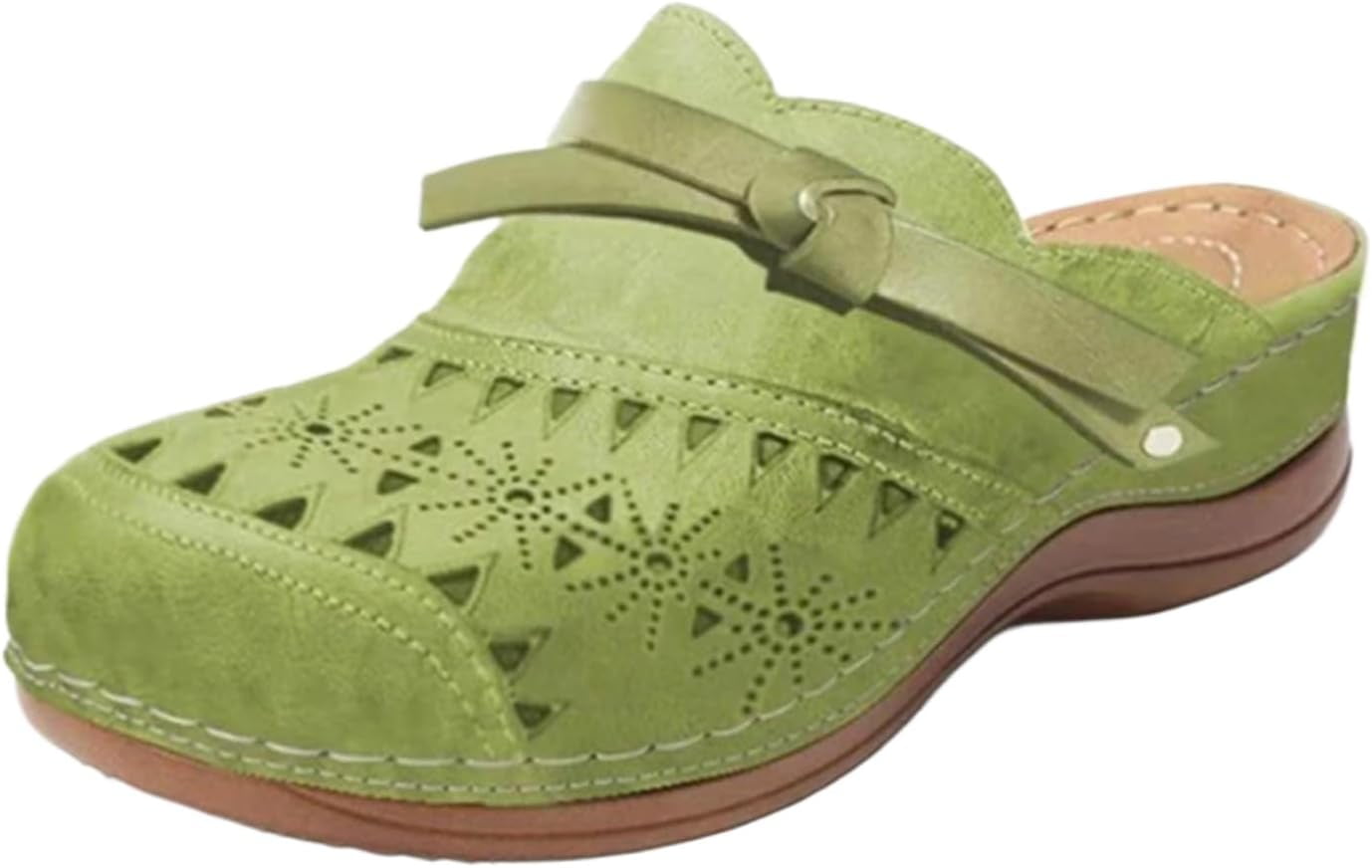 Clogs for Women Wide Width Wedge Sandals Hollow Out Closed Toe Slip On ...