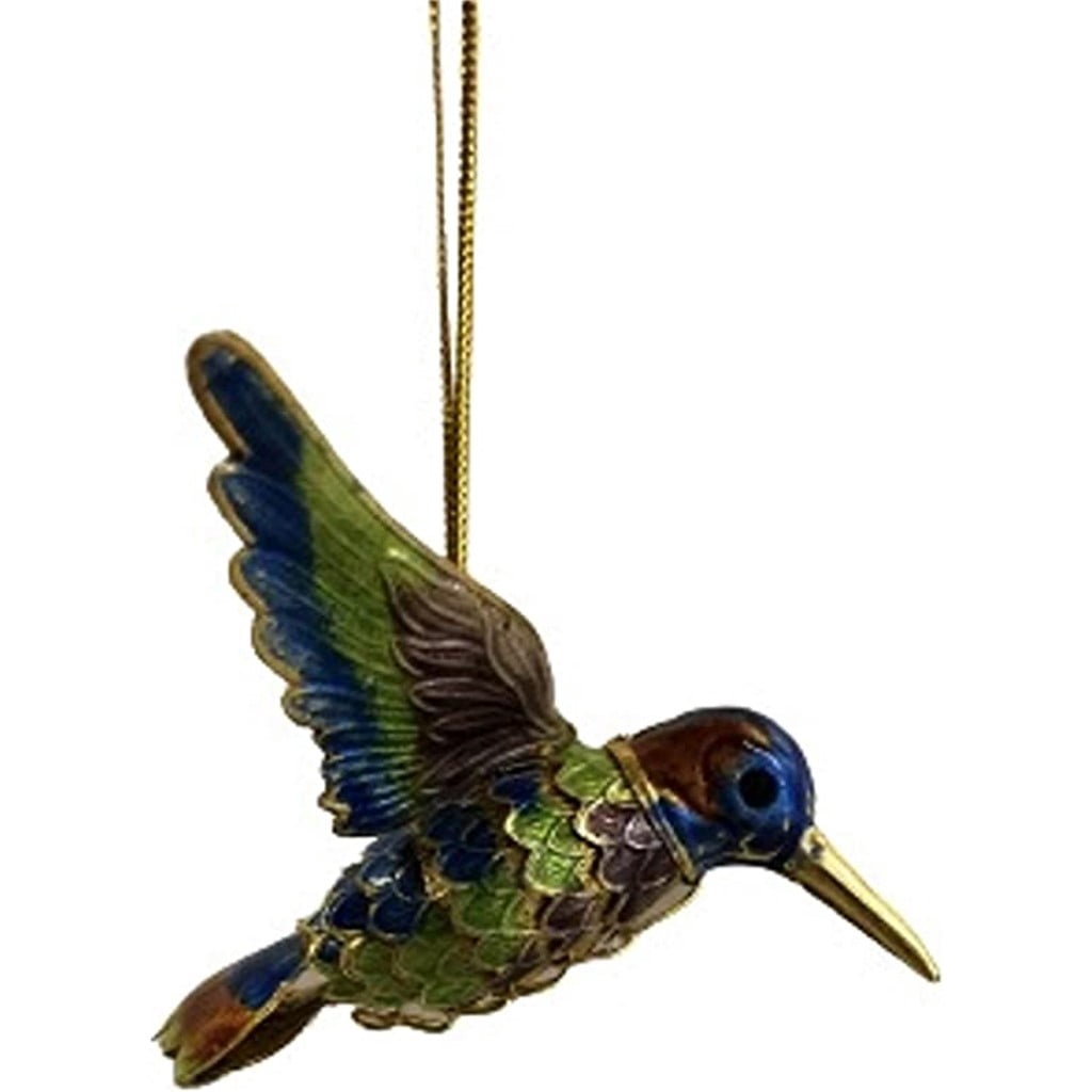 Cloisonne Articulated Hummingbird Ornament , Enamel on Copper, Purple ...