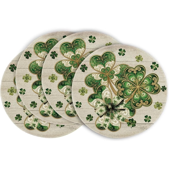 Cloisonne Clover Round St. Patrick's Day Placemats Set of 4, 14 Inch ...