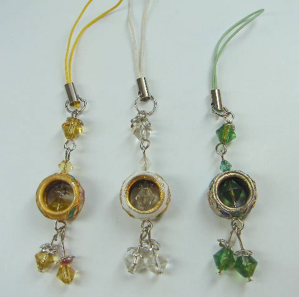 Cloisonne Mobile Phone Charm, Chinese Charms, Yellow, White and Green ...