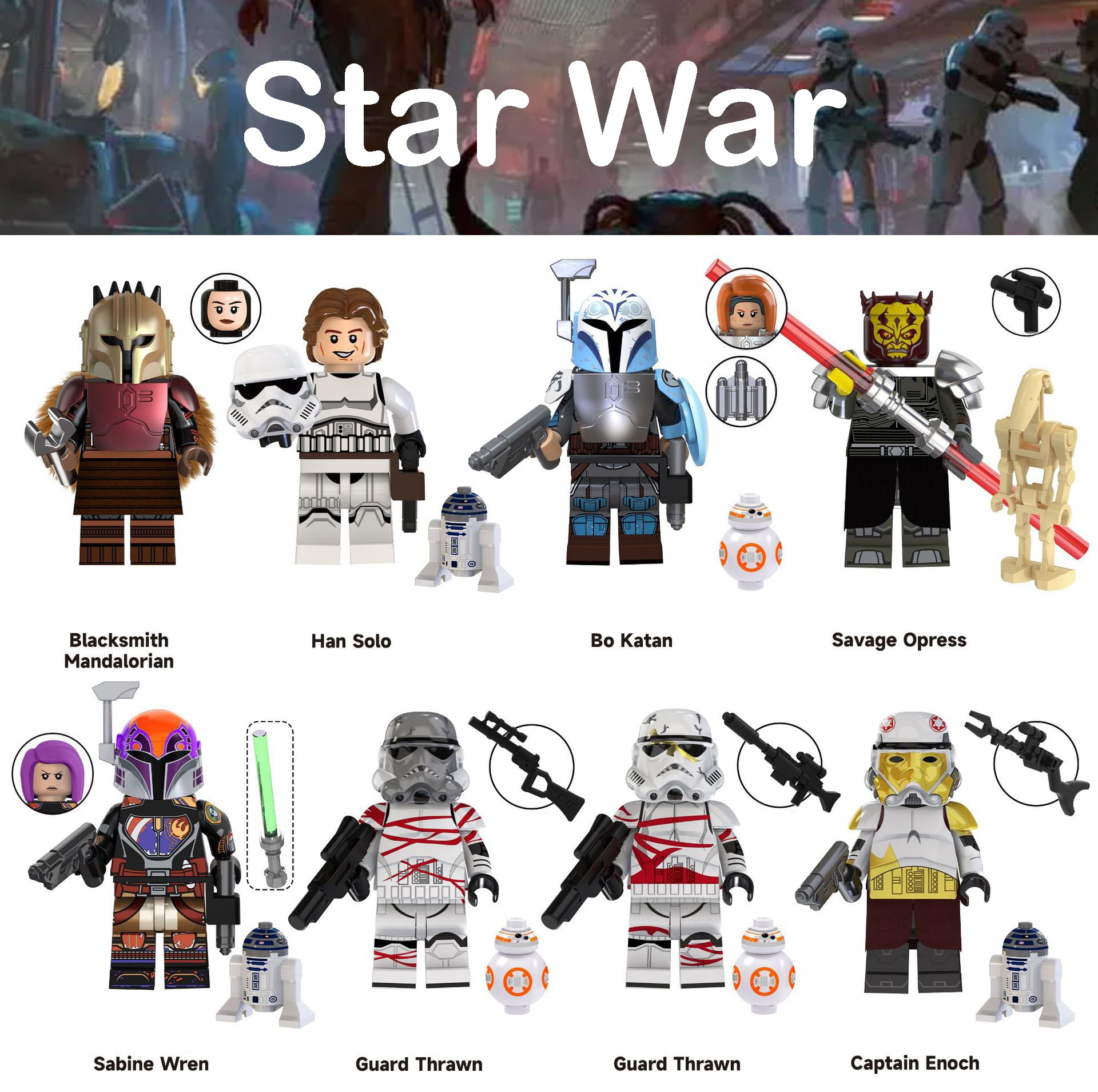 Clone Trooper Battle Series - 8 PCS Space Military Action Mini Figures ...
