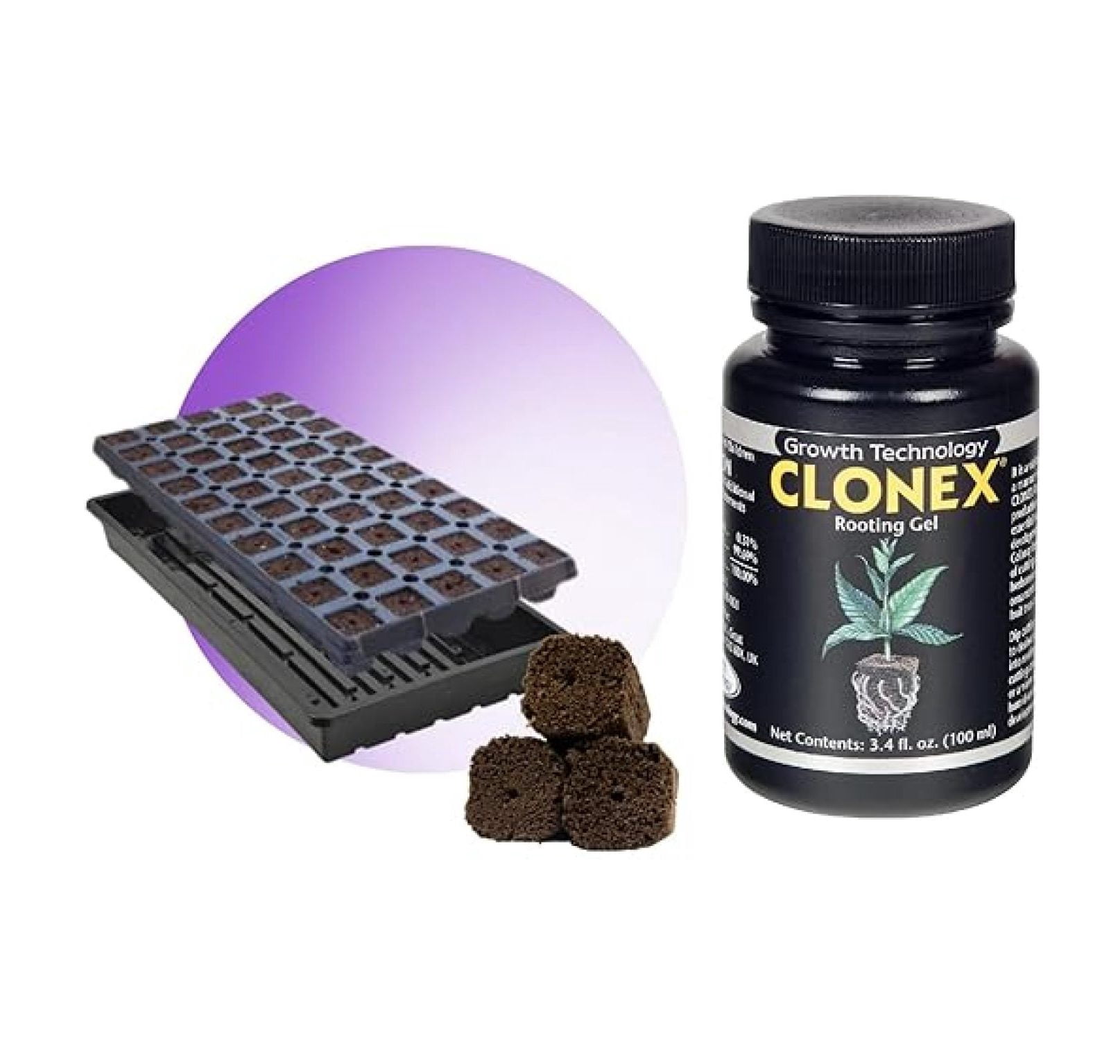 Clonex 100ml Cloning Gel & OrganiPlug Seed and Cutting Plugs Bundle ...
