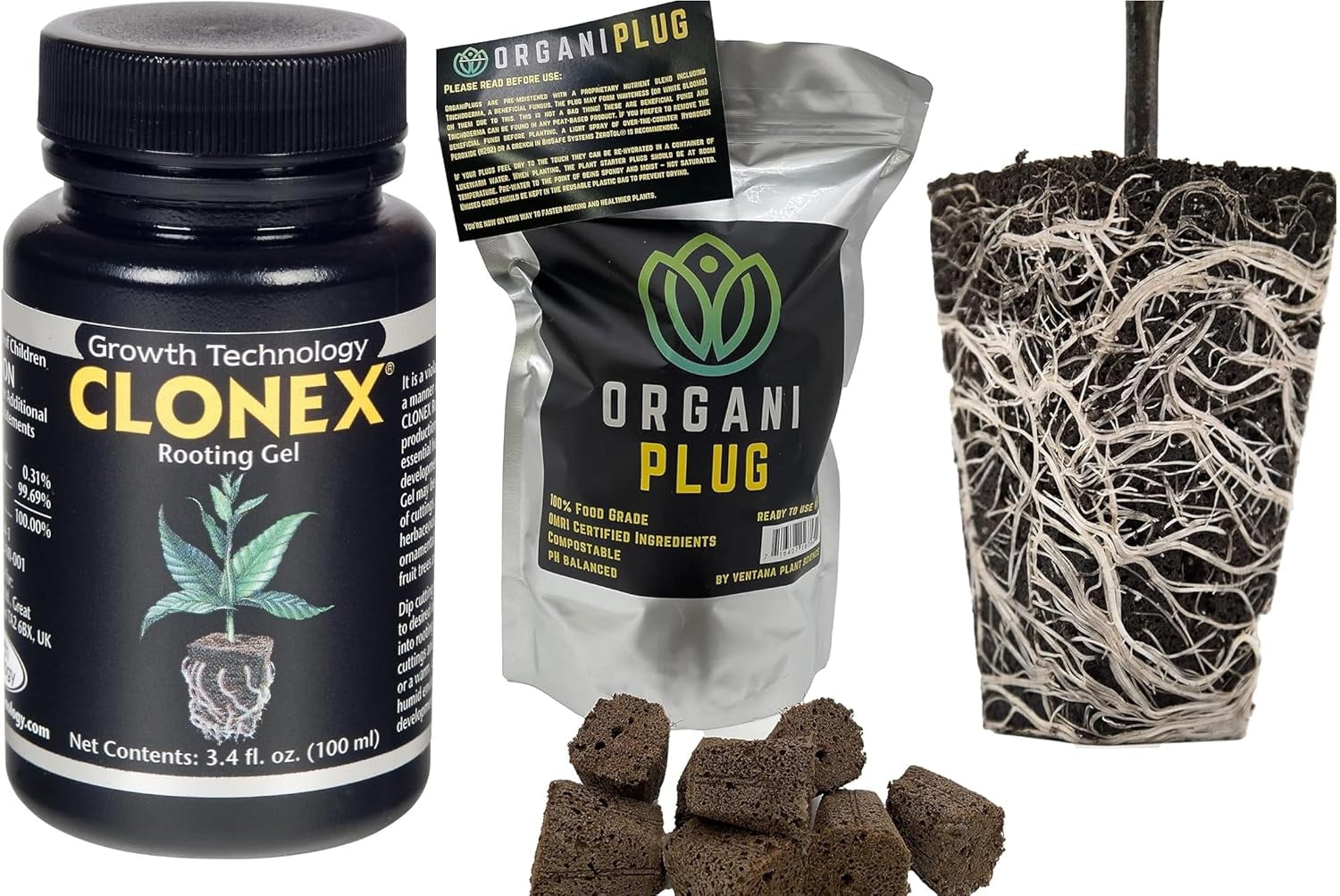 Clonex Rooting Gel 100ml with VPS OrganiPlug Hydroponic Seed Starter ...