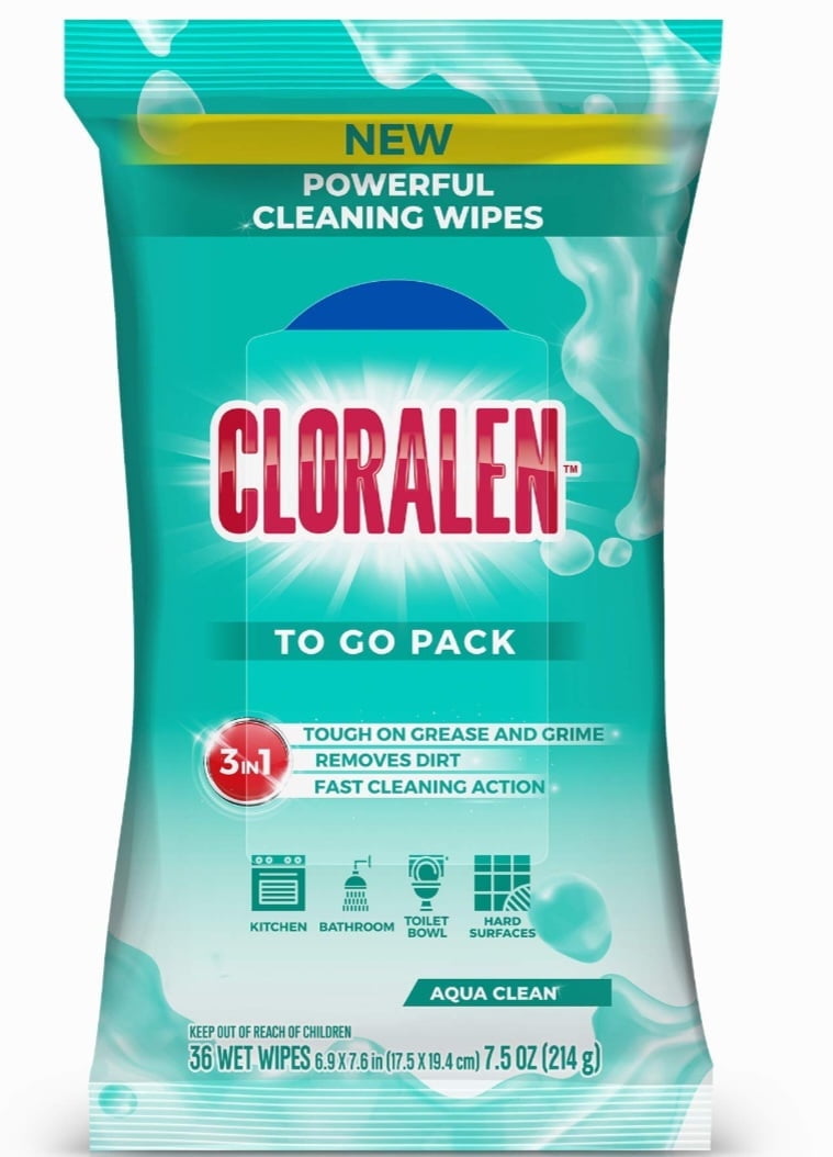 (12 PACK) Cloralen - Cleaning Wipes, Aqua Clean, 36 Count (Pack Of 12 ...