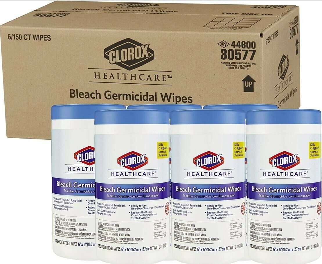 Clorox Healthcare Bleach Germicidal Disinfecting Wipes 150 Count Pack